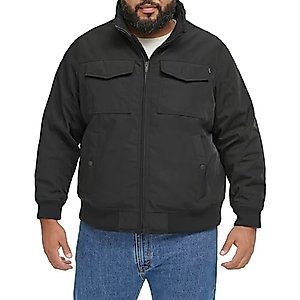 Dockers Men's Regular Quilted Lined Flight Bomber Jacket, Black, Large
