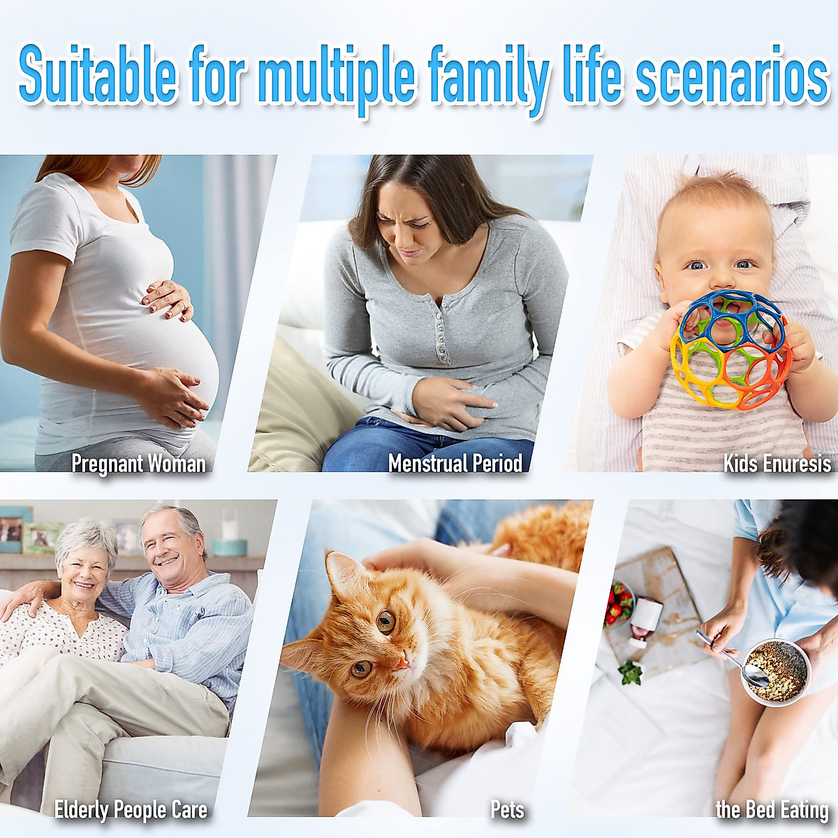 HYLEORY Queen Size Waterproof Mattress Pad Protector, Breathable Quilted Mattress Cover Noiseless Waterproof Fitted Sheet Mattress Topper Upto 21" Deep Pocket, Black