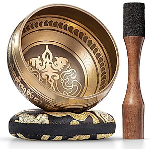 Tibetan Singing Bowl Set – Authentic Hand-Tuned Sound Bowl for Meditation – Complete Meditation Bowl Kit with Cushion, Mallet & Guide – Perfect Tibetan Bell for Yoga, Relaxation, & Sound Healing