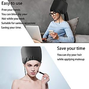 Hair Dryer Bonnet Attachment,Adjustable Portable Soft Steam Cap for Hair Drying Styling Curling Deep Cap head 40cm,cap circumferenc 82cm,cap tail 105cm