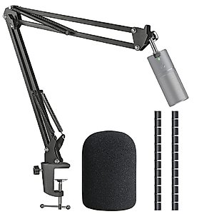 Razer Seiren X Mic Boom Arm Stand with Pop Filter, Compatible with Razer Seiren X USB Microphone with Cable Sleeve by SUNMON