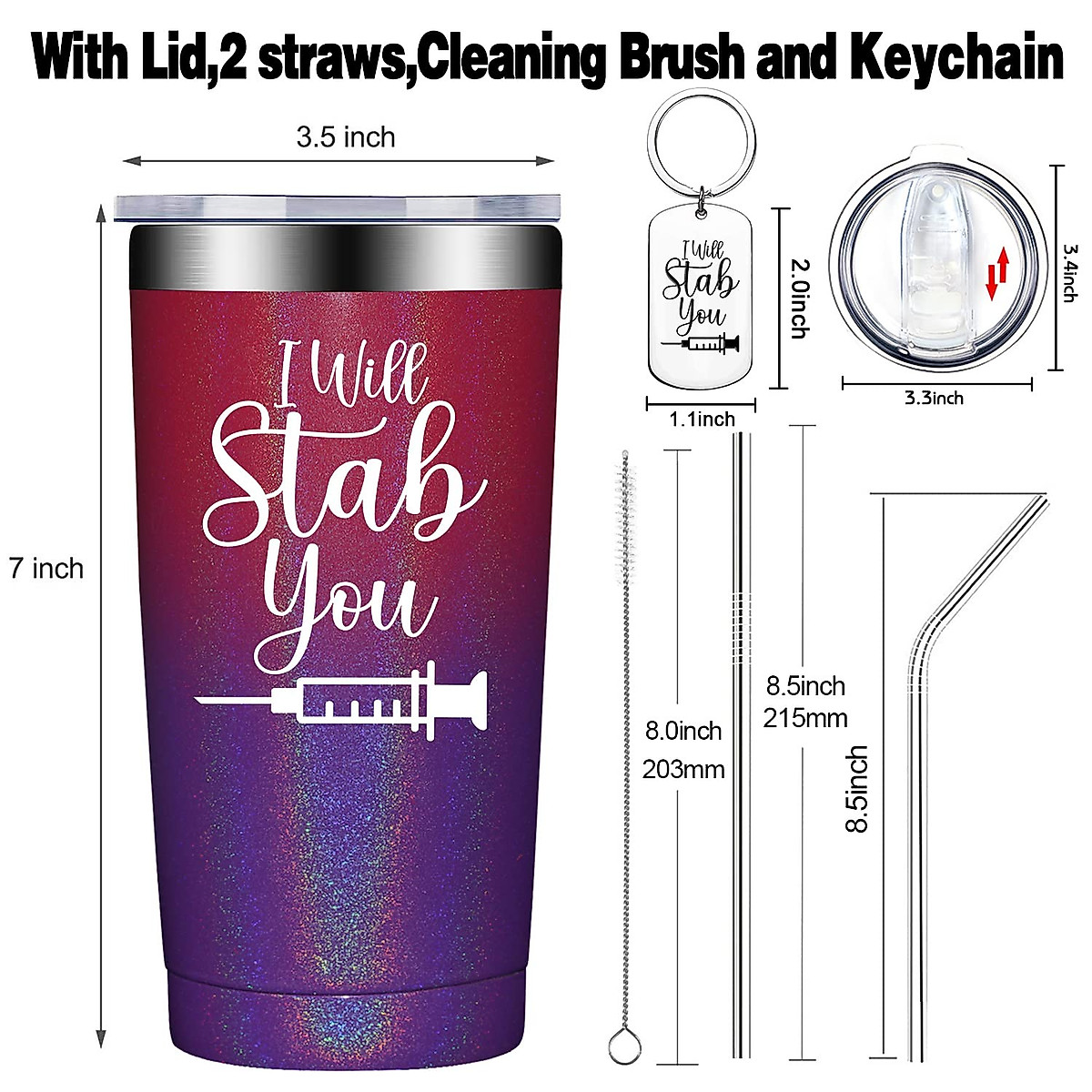 Fufandi I Will Stab You Nurse Tumbler - Nurse Gifts for Women - Nurse Practitioner Gifts - Funny Nurses Birthday, Appreciation, Christmas, Week Day Gifts for Nurses, Doctors, Assistant - Tumbler Cup