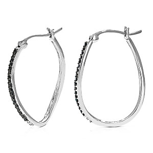 Vir Jewels 1/4 cttw Black Diamond Hoop Earrings in .925 Sterling Silver 1 Inch