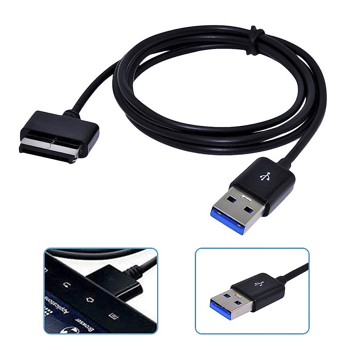 ELENKER Tablet Charger and USB 3.0 Data Sync Cable Cord for Asus Transformer EeePad TF101 TF201 TF300 TF300T TF700 TF700T Slider SL101