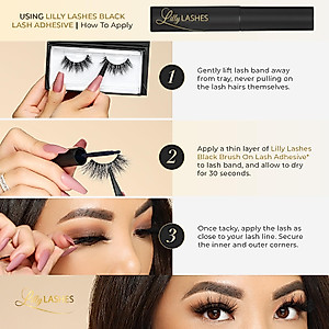 Lilly Lashes Miami Flare 3D Mink Lashes, Mink Eyelashes, The Original Lilly Lash For Wispy & Natural Look, Reusable Eyelashes up to 25x, Fluffy Lashes, Strip Lashes, Lash Glue not Included