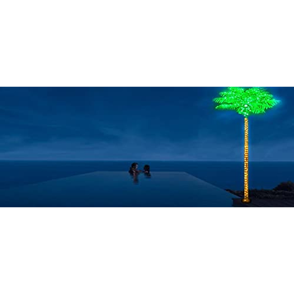 Palm Trees for Outside Patio Decor, 7FT 250 LED Lighting Artificial Palm Tree with Coconuts, Outdoor Pool Tropical Decorations for Home Party Hawaiian Jungle Christmas Nativity Beach Garden Park