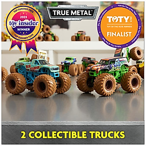 Monster Jam, Mystery Mudders 2-Pack Monster Trucks, Official 1:64 Grave Digger and Blue Thunder Die-Cast Vehicles, Wash to Reveal (Styles Will Vary)