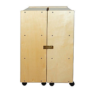 Contender Extra Large Folding Mobile Storage Organizer for Daycare Classroom Preschool, Wood Furniture on Rolling Casters with 4 Shelves for Toys, Puzzles, Books