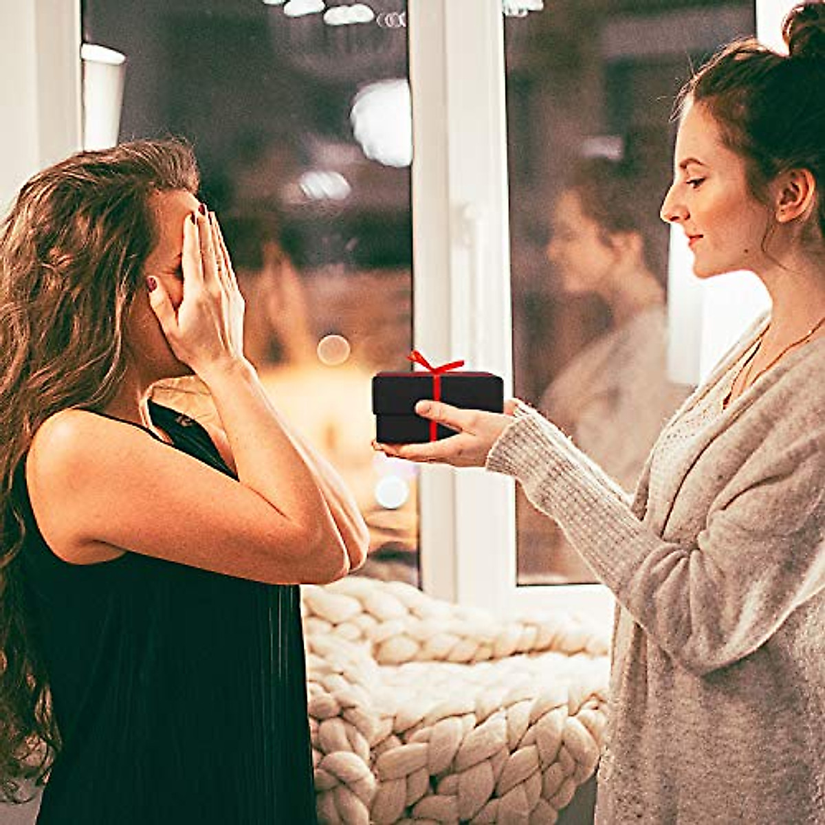 Jewelry Gift Boxes Necklace Earring Ring Box Gift Box,12 Pieces Square Cardboard Jewelry Gift Boxes,Cotton Filled Cardboard Paper Jewelry Box Gift Case (3.15x3.15x1.1 Inches) (Black)