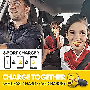Shell USB Car Charger 3 Port 54W Type C Car Charger Adapter,30W PD USB C+ Dual QC USB A for iPhone 12/Pro/Max/Mini/iPad Pro/Air/Mini,MacBook Air,Google Pixel, Tablets,GPS