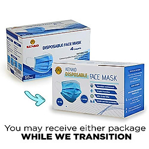Kenko Disposable 4-Ply Face Masks, Breathable & Comfortable Filter Safety Mask, Protection Mask for Dust Air Pollution (50, BLUE)