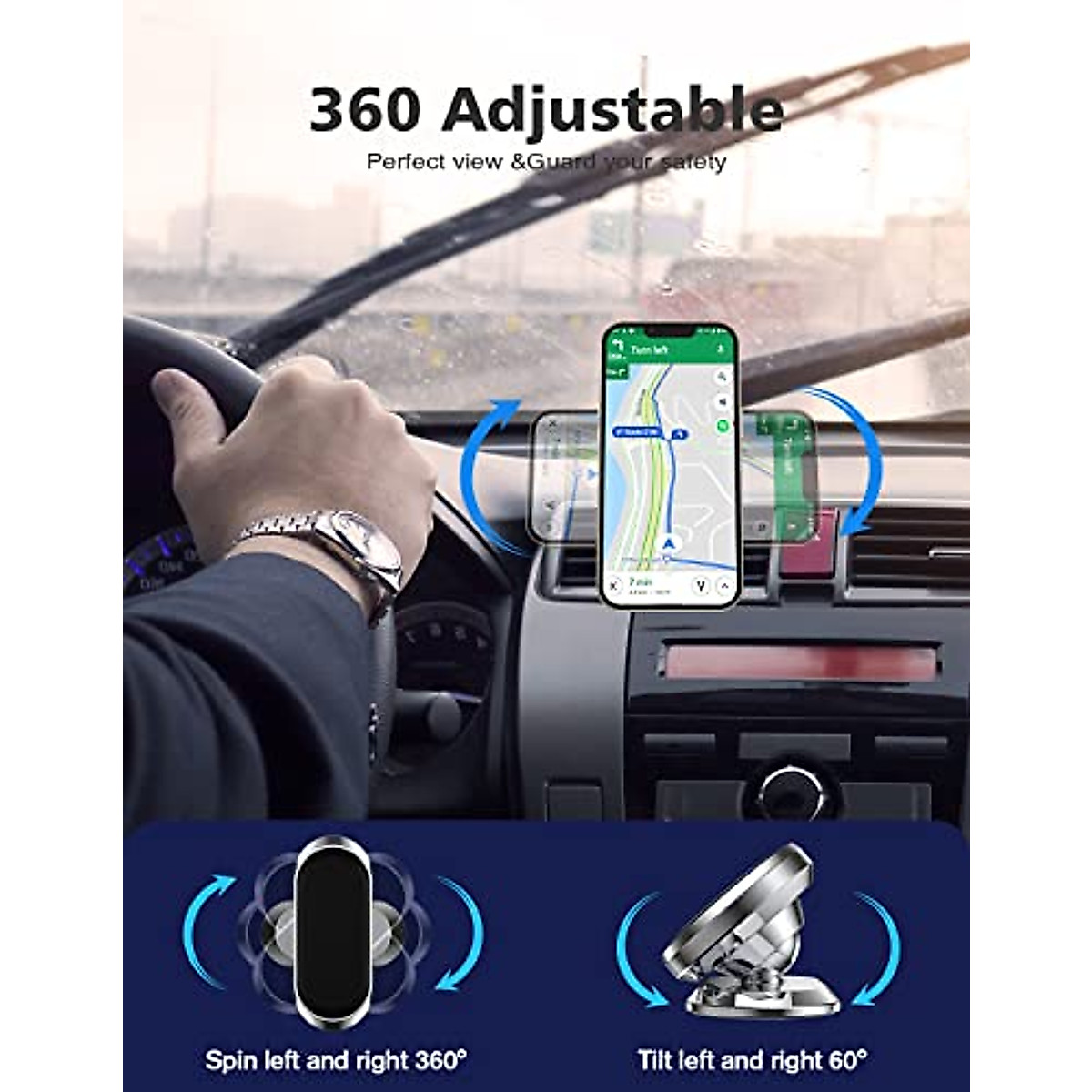 NIYEVN [2 Pack] Magnetic Phone Holder for Car[Upgrade Magnet] Phone Mount for Car,Ultra Magnetic Flex Car Phone Holder, Dashboard Car Mount Fits Samsung iPhone etc All Smartphones (Black)