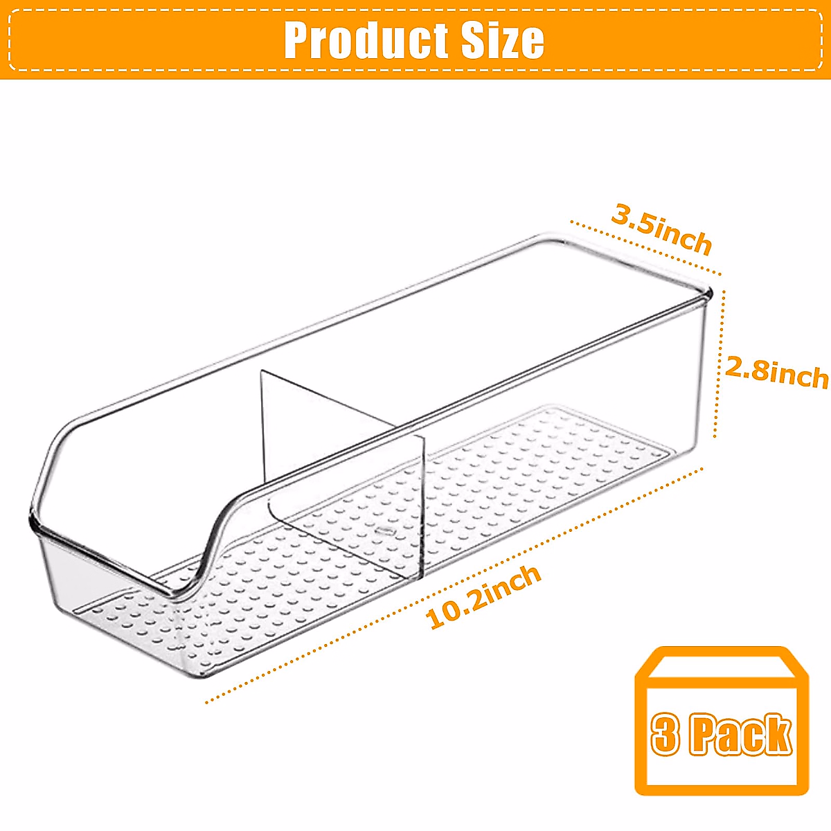 CYEAH 3 Pcs Tea Bag Organizer, 11 x 3.5 x 3 in Clear Tea Bag Holder Oragnizer, PET Tea Bag Storage Organizers, Drink Mix Packet Organizer for Sugar Packet Coffee Condiment Spices Countertop Cabinet