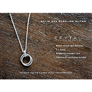 EFYTAL Friend Gifts for Women, Sterling Silver Studded Interlocking Circles Friendship Necklace, Best Friend Necklaces, Gifts for Friends Female, Bridesmaid Gift Ideas, Birthday Gifts for Women