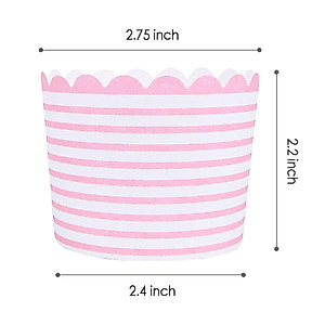 Webake Full Size Paper Baking Cups, 6oz Pink Cupcake Liners for Cupcake Bath Bomb, Muffin Case, Great for Valentine's Day Cupcake Baking Decoration Set of 25 (Pink Stripe)