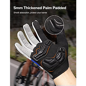 INBIKE 5mm Gel Pad Full Finger Gloves Men for Workout Gym Fitness Outdoor Blue Medium