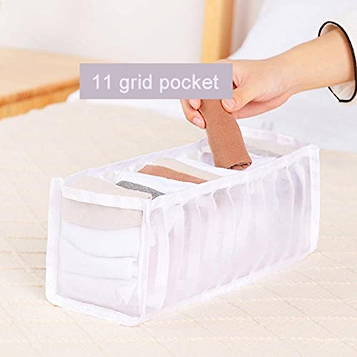 JEK Underwear Drawer Organizer, 3 Sets Closet Storage Boxes Dresser Drawer Organizers for Underwear, Socks, Clothes, Stockings, Scarves, Ties and Bras