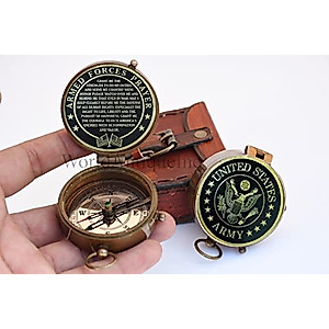 WOANIN U.S Army Gift, U.S Air Force, Engraved Navy Compass, Navy Gift, Navy Brass Compass, Retirement Gift, Personalized Compass, Antique Compass (U.S Army)