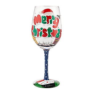 Enesco Designs by Lolita Holiday Go Big this Christmas Santa Hand-Painted Artisan Wine Glass, 15 Ounce, Multicolor