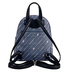 David Jones Women Blue Denim Jeans Fashion Backpack Small Casual Everyday Travel Backpack - Blue