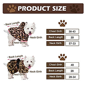 2 Pieces Leopard Print Faux Fur Dog Coat Fluffy Warm Sweater Medium Girl Dog Clothes Puppy Clothes for Small Dogs Girl Soft Faux Fur Pet Jacket for Chihuahua Winter Autumn Cold Weather Cat