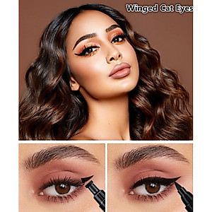 Go Ho Black Liquid Eyeliner Stamp,Eyeliner Stamp Wingliner,Winged Eyeliner Stamps for Cat Eyes,Double-Side Seal Waterproof Eyeliner Pen,Long-lasting Smudge-proof Eye Liner Makeup Tools,1 PC