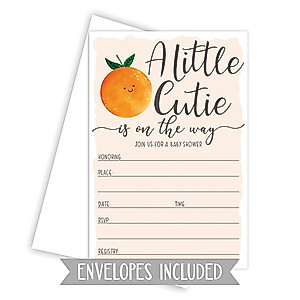 Little Cutie Baby Shower Invitations (20 Count) With Envelopes - Gender Neutral or Girl Baby Shower