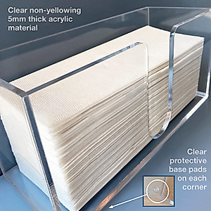 Sicily Guest Multifold Paper Towel Holder Dispenser Bathroom, Kitchen Countertop (10.75”W x 4.125”D x 5”H) 5mm Acrylic Napkin Holder for C-Fold, Z-Fold, Trifold Disposable Napkins in Home, Restaurant