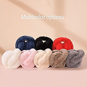 Niaviben Headphones Plush Bluetooth Earphones Over-Ear Foldable Winter Plus Velvet Warm Wireless Music Bluetooth Headset with Microphone Blue