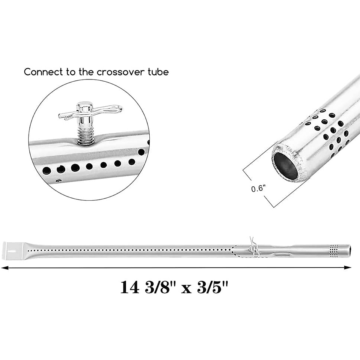 WALBZS Grill Replacement Parts for Charbroil Advantage Series 4 Burner 463344116 466344116 G4328M00W G3610003W1 Gas Grills Repair Kit Stainless Steel Burner Tube, Heat Plate,Adjustable Crossover Tube