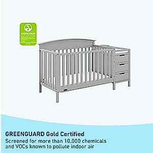 Graco Benton 5-in-1 Convertible Crib and Changer (Pebble Gray) – Crib and Changing Table Combo, Includes Water-Resistant Changing Pad, 3 Drawers, Converts to Toddler Bed, Daybed and Full-Size Bed