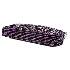 KISSCHIC Vintage Beaded Sequin Peacock Clutch Purse Evening Bags (Purple)