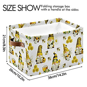 Wusikd Dwarf Bee Storage Basket Set of 1 Large Fabric Storage Basket Bins Box Cube with Handles Collapsible Closet Shelf Clothes Organizer Basket for Nursery Bedroom