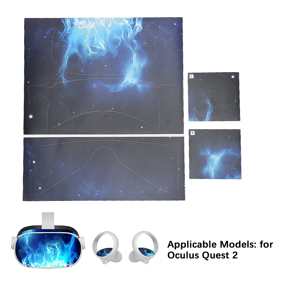 VGEBY VR Glasses Skin Stickers,Protective Skin Decals PVC Removable Glasses Sticker Controller Skin Stickers for Quest 2 Accessories (Blue Fire ) Other Children'S Outdoor Toys