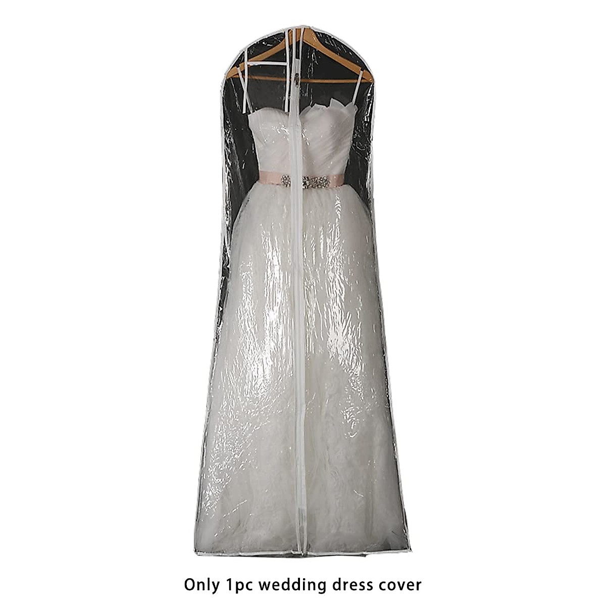 CALIDAKA White Wedding Dress Garment Bag, Washable Clear Lightweight Garment Bags for Long Prom Puffy Bridal Gown Dress Storage (Size:180cm/70.87inch)