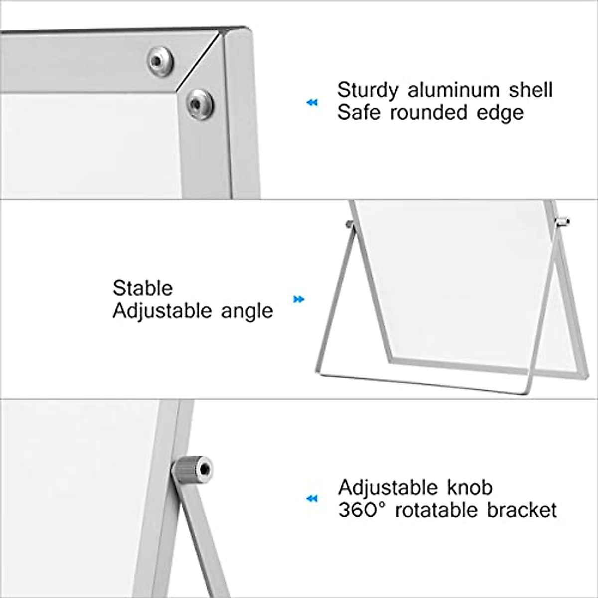 STOBOK Small Dry Erase White Board - 14 x 11 inch Desktop Double-Sided Mini Whiteboard Easel with Stand, Magnetic Portable Desk Board to Do Reminder for Kids,Students,Office School Home