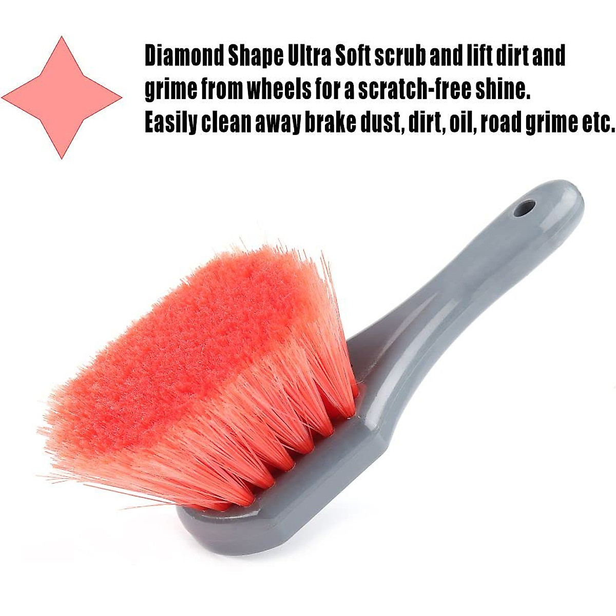 brushdepot Short Handle Wheel & Tire Brush,Soft Dense Nylon bristles car wash Brush for Truck,RV,Motorcycle,Deck Cleaning,Chemical Resistant