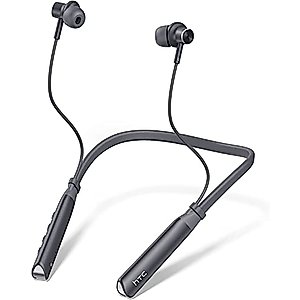 HTC Wireless Earphones, Bluetooth 5.2 Neckband Earphones Press Control with ANC, Active Noise Cancellation and ENC, Long Working Distance IPX5 Water Resistant, Running Earphones - Gray