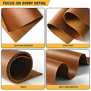 RingSun Bourbon Brown 12''X12'' Leather Sheets for Leather Crafts (2mm), Full Grain Leather Tooling Leather