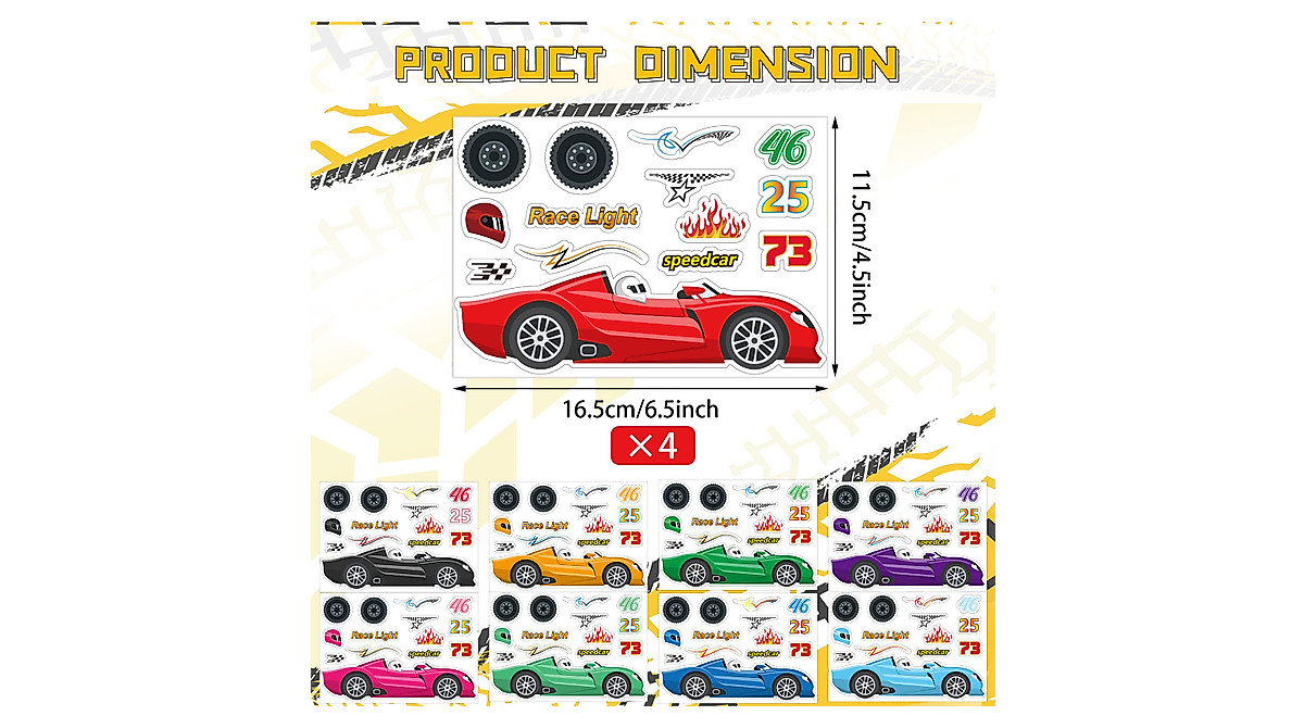 Fun 36 Sheets Race Car Stickers for Kids' Parties