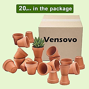 vensovo 3 Inch Terra Cotta Pots with Drainage - 20 Pack Clay Flower Pots, Succulent Nursery Pots Great for Plants, Crafts, Wedding Favor