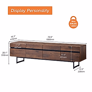 WAMPAT Modern TV Stand for up to 75 inch TV, Wood Entertainment Center TV Console Table with Storage Cabinets Media Console for Living Room, Brown