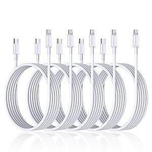 5Pack 10ft 20W Apple USB C to Lightning Cable Type C Fast Charging Cable 【Apple MFi Certified】 USB-C iPhone 13 Fast Charger Cord for iPhone 13 12 11/Mini/Pro/ProMax/iPad 8/Airpods Pro - White