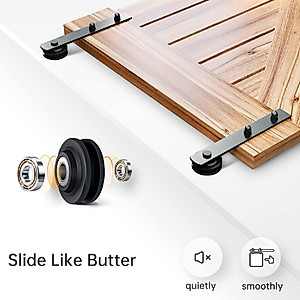 EaseLife 5.5FT Bypass Double Sliding Barn Door Hardware Kit,Single Track,Heavy Duty,Slide Smoothly Quietly,Easy Install， (5.5FT Track Kit for Double 38" Wide Door)