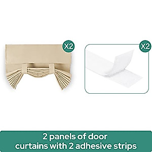 HOMEIDEAS Blackout French Door Curtains for Door Window, Privacy Curtains Set of 2, Covering for Glass Window, Thermal Insulated Shades with Tie Up, 26 X 68 Inch, Beige