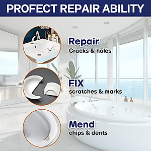 Porcelain Repair Kit, Tub and Tile Repair Kit, Super Strong and Persistent Bathtub Repair Kit, Quartz Countertop Repair Kits for Ceramic, Porcelain, Marble, Quartz, Resin, Acrylic (ceramic repair kit)
