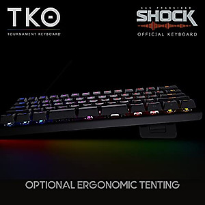 KINESIS Gaming TKO Mechanical Keyboard | Linear Red Switches | 60% Layout | Split Spacebar | Hotswap | PBT Keycaps | Aluminum Body | SF Shock Limited Edition Travel Case