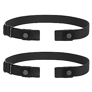 SUOSDEY No Buckle Invisible Stretch Belts for Men/Women Belt for Jeans pants No Hassle,No Bugle (05-2Pack Black, Suit Waist 34''-48'')