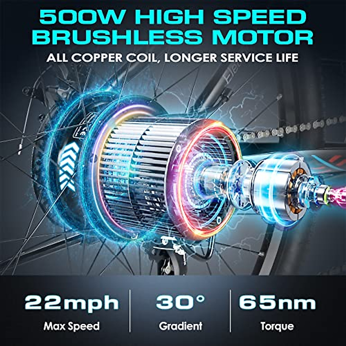 Vivi Electric Bike 27.5" Electric Mountain Bike 500W Ebikes for Adults with 48V 10.4AH Removable Lithium Battery, Shimano 21-Speed, Adult Electric Bicycles