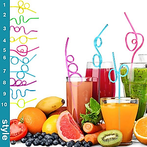 VOKOY 20pcs Crazy Loop Straws, Colorful Reusable Drinking Straws Funny Straws for Kids, Birthday Party, Parties, Carnivals